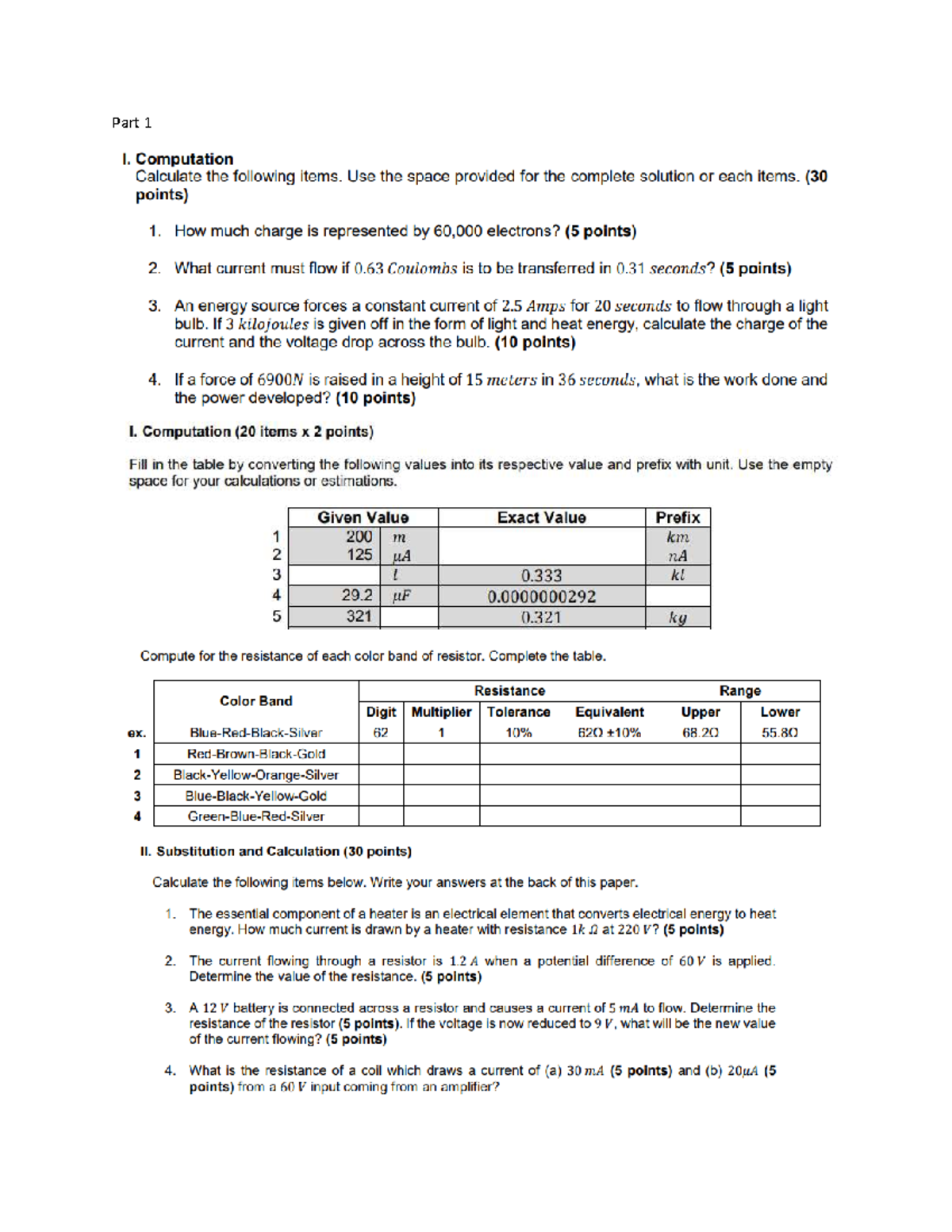 Quiz - I. Computation and Substitution Calculations (Course Code: 100) - Studocu