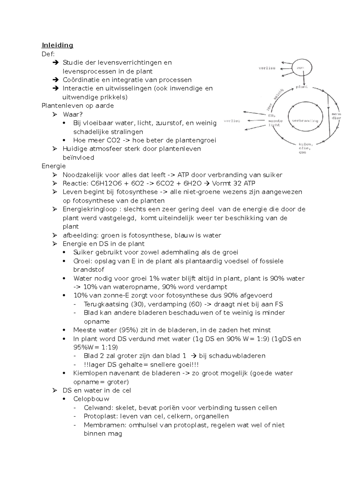 Plantfysiologie - Inleiding Def: Studie der levensverrichtingen en ...