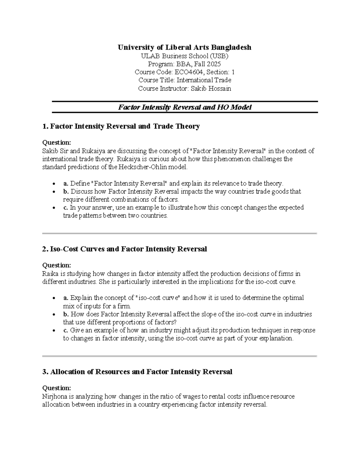 ECO4604: Factor Intensity Reversal in International Trade Theory - Studocu