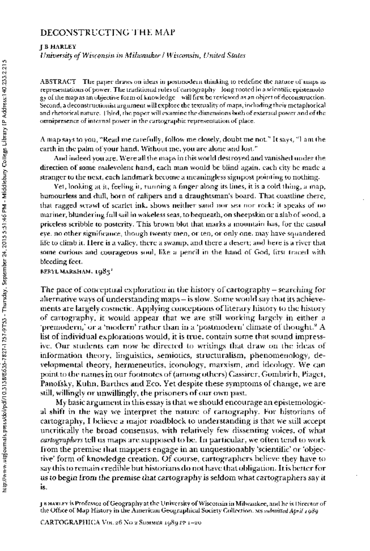 Deconstructing the Map: Social Perspectives in Cartography Analysis ...