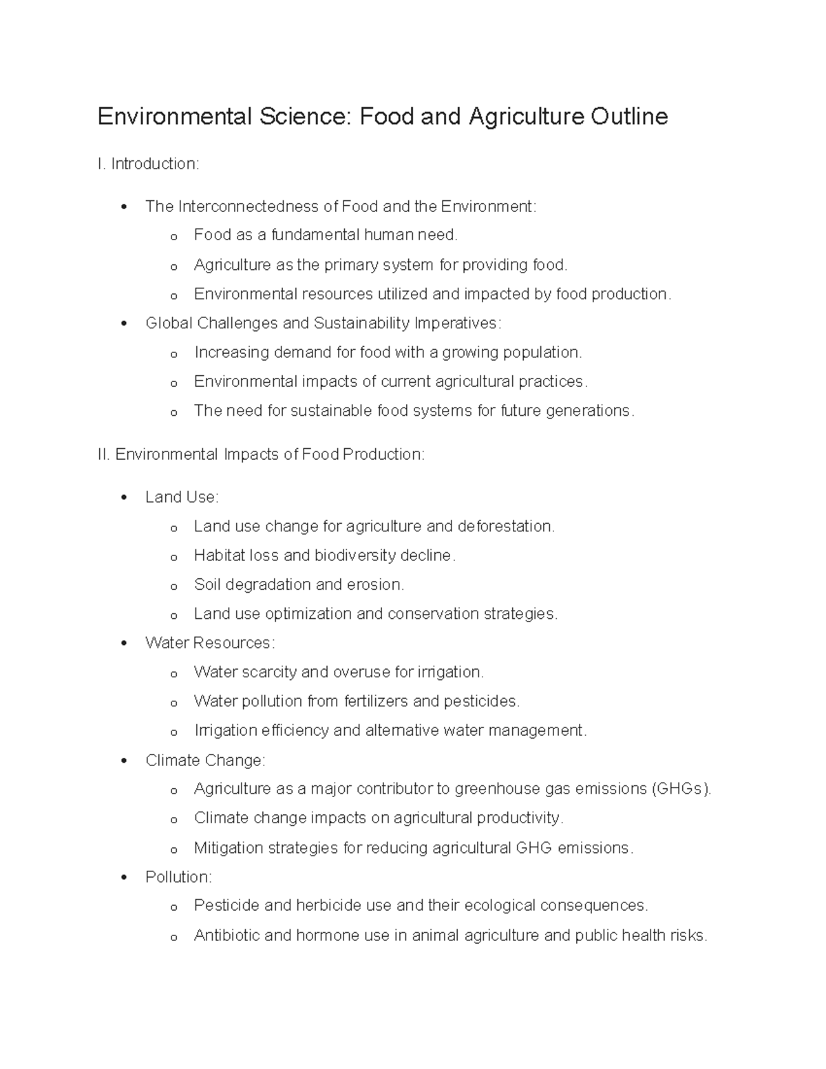 Envi Sci - Module on Environmental Science: Food & Agriculture Insights ...