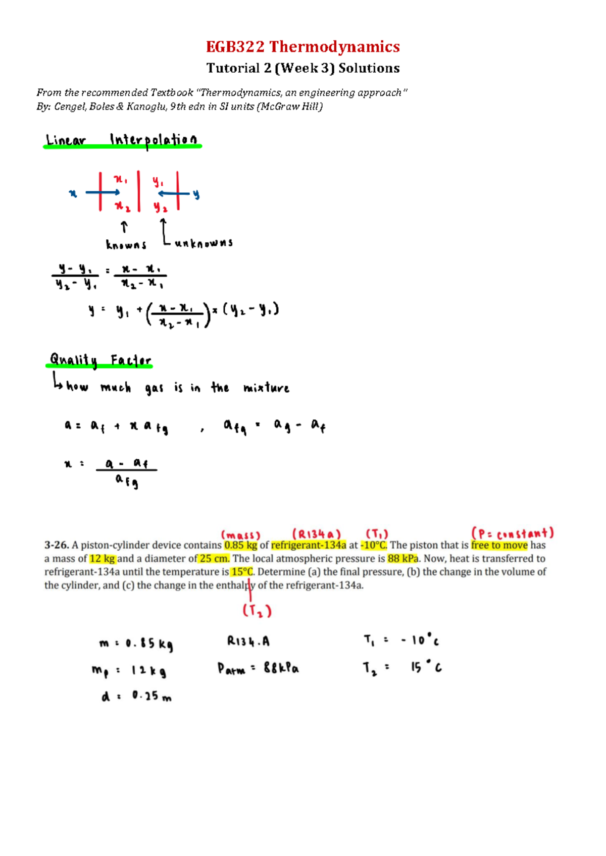 EGB322 Thermodynamics - Tutorial 2 Worked Solutions - EGB322 - EGB322 ...