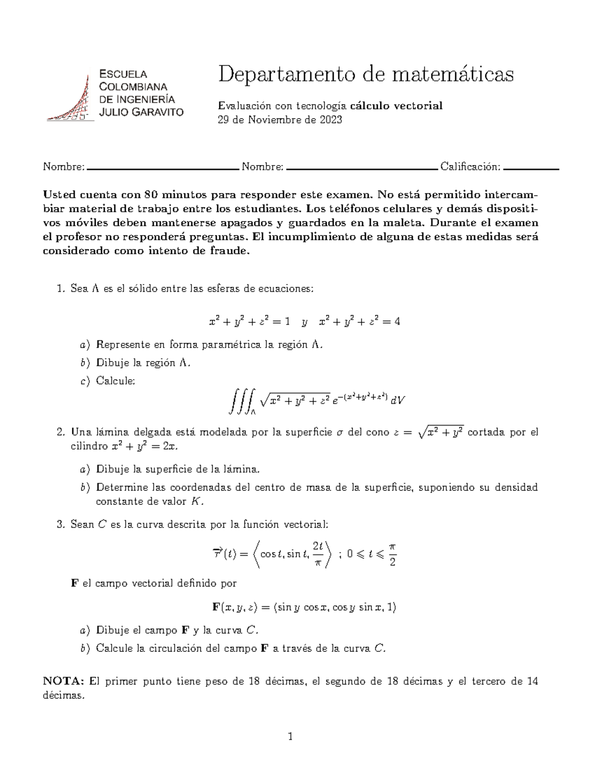 PARC Tecnol 3 - Departamento de matem ́aticas Evaluaci ́on con tecnolog ...
