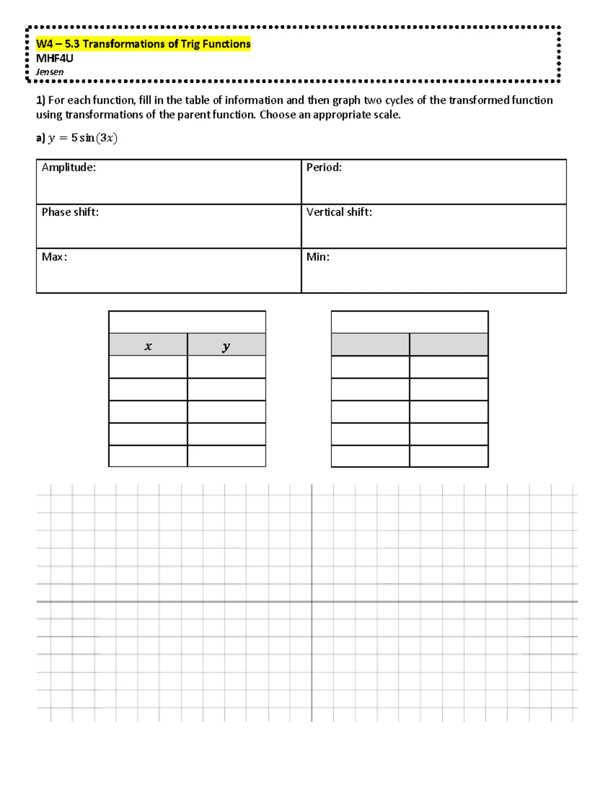 MHF4U Trigonometry Practice Problems - Chapter 7 Solutions - Studocu