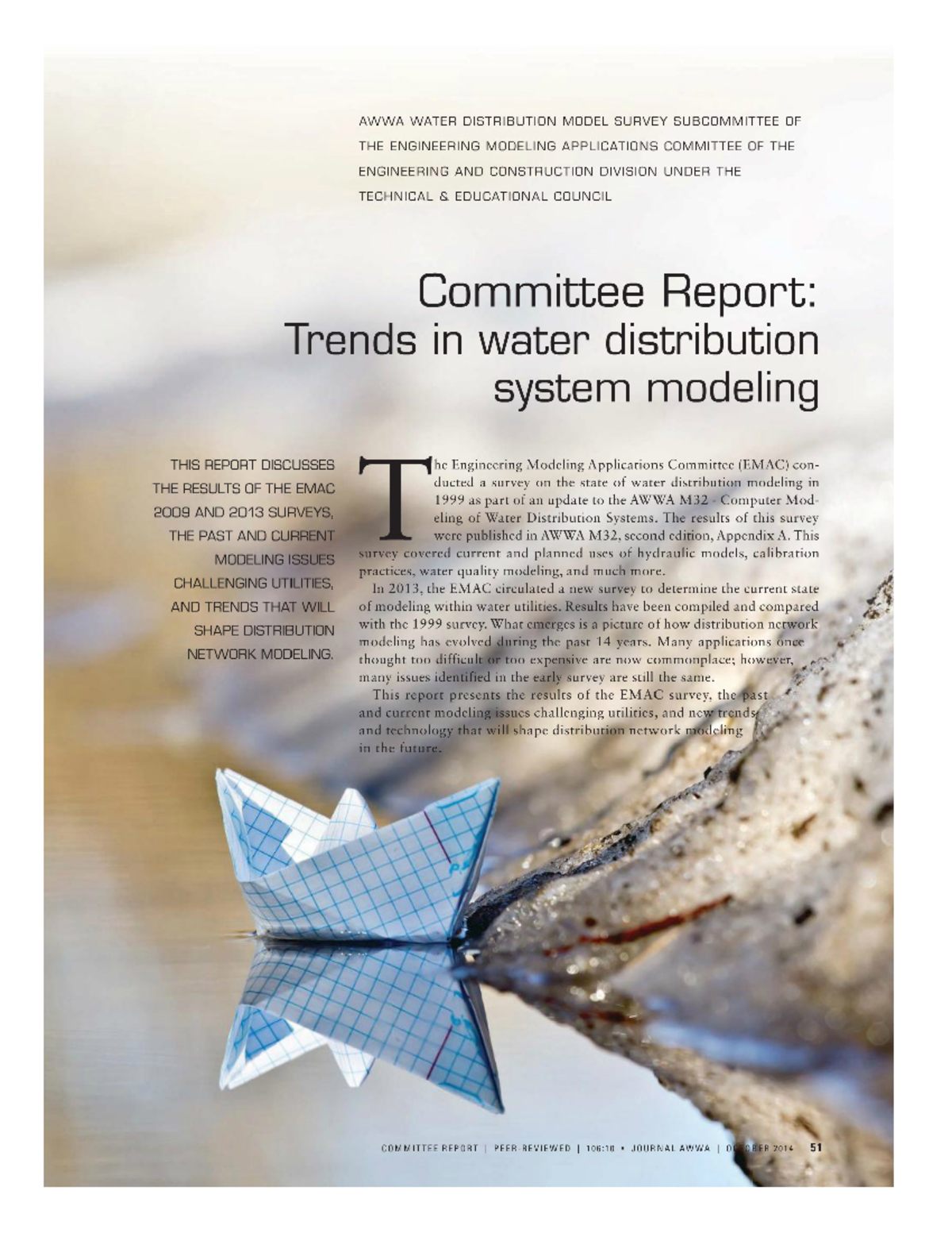 AWWA 2014 Committee Report: Trends in Water Distribution Modeling - Studocu