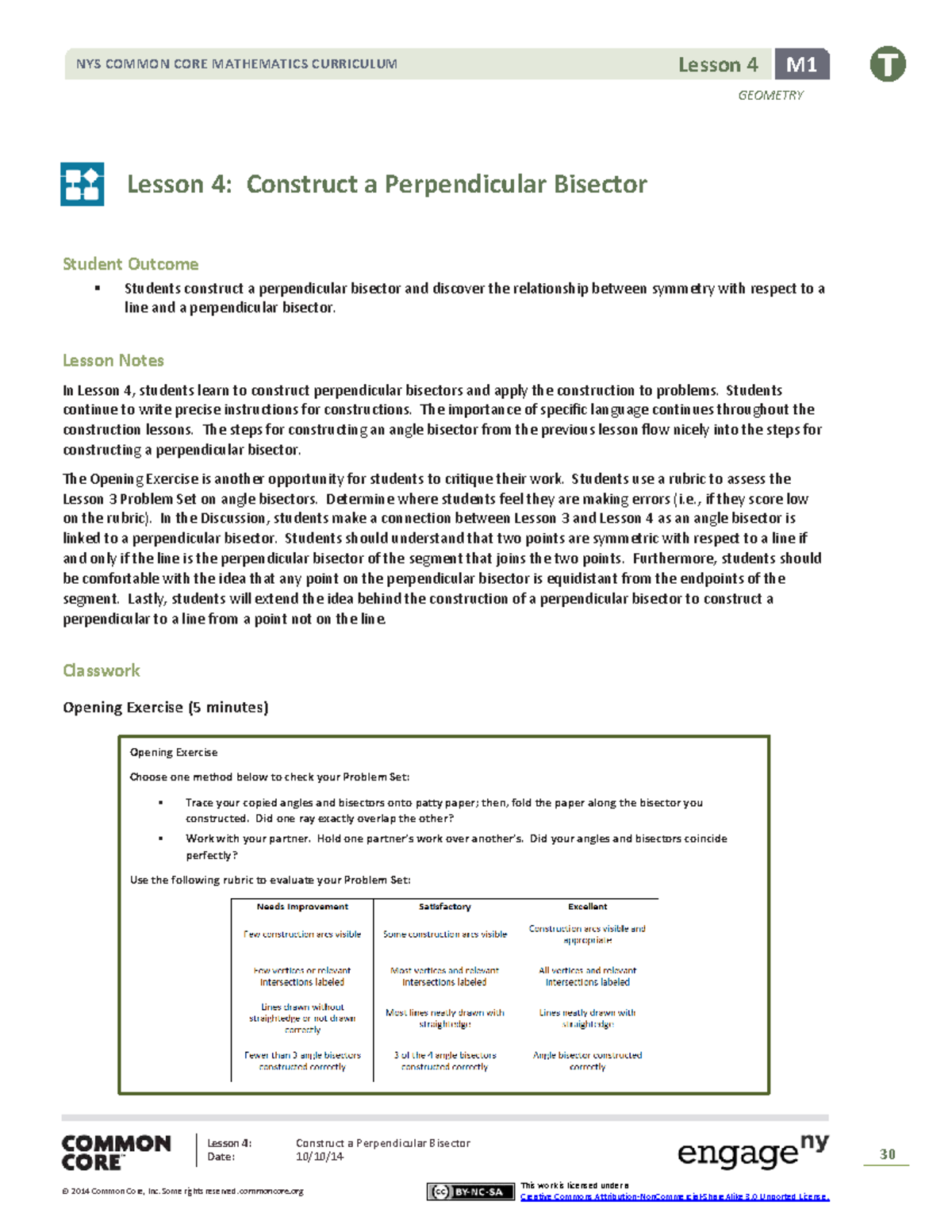 Lesson 4: Constructing Perpendicular Bisectors - NYS Common Core M1 ...