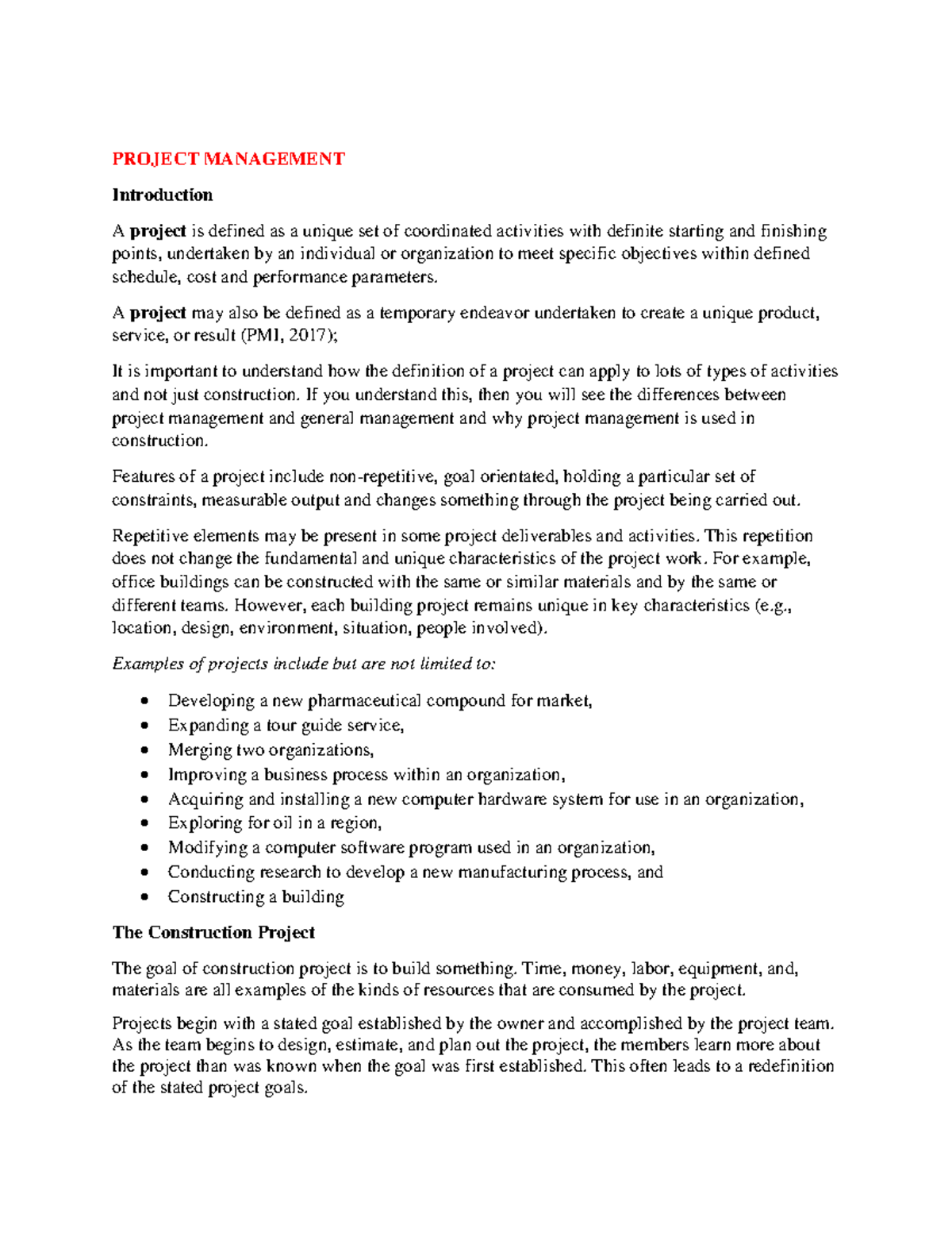 Project Management - PM Lecture Notes & Key Concepts Overview - Studocu