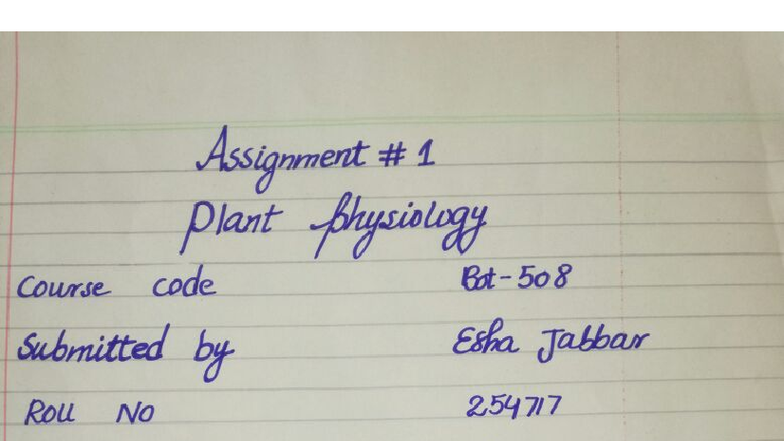 Assignment 1 & 2: Absorption & Action Spectrum in Plant Physiology (BOT ...