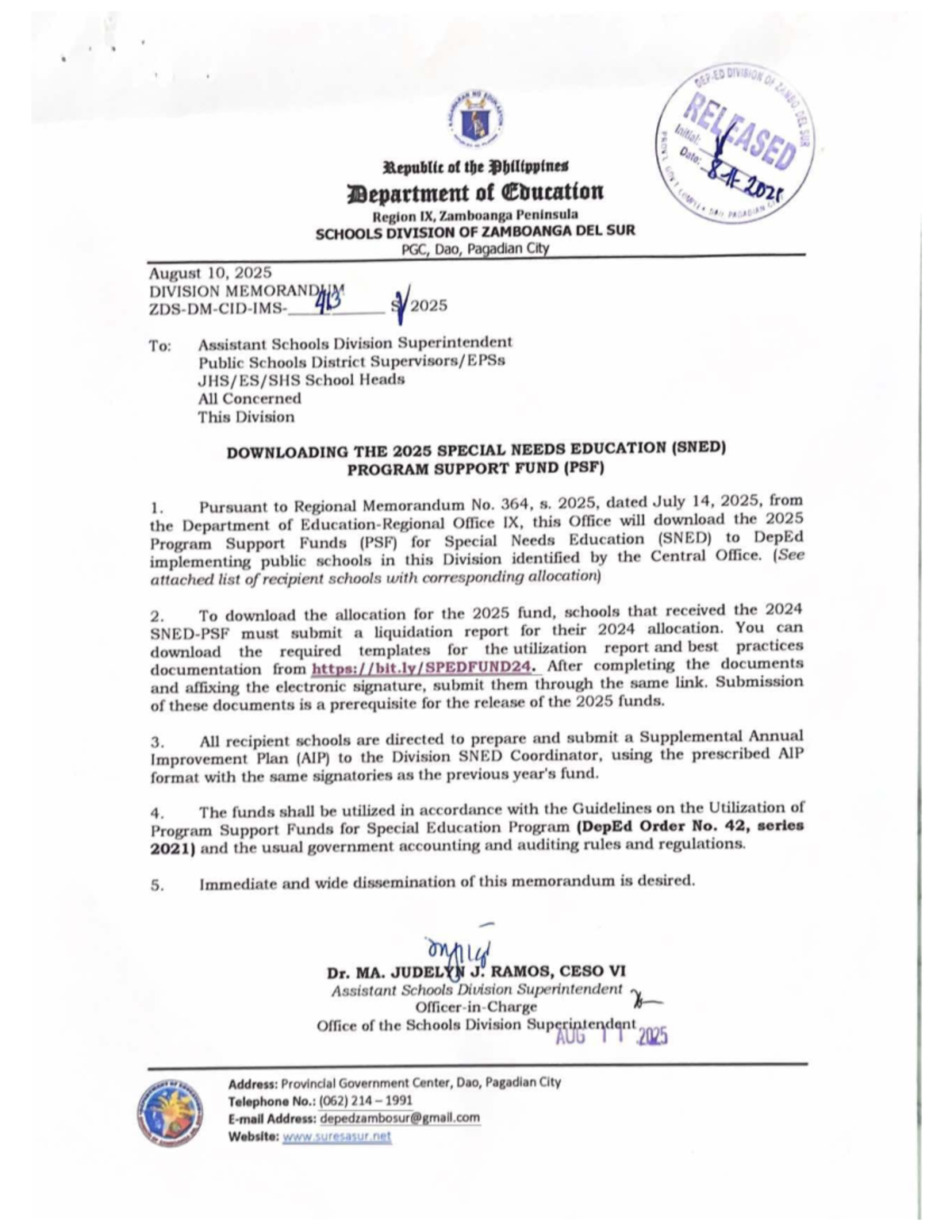 List of 2025 SNED-PSF Recipient Schools (Memo Fund-SNED-25) - Studocu