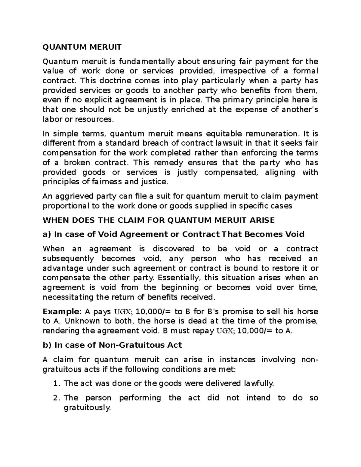 Quantum Meruit: Understanding Its Principles and Practical Applications - Studocu