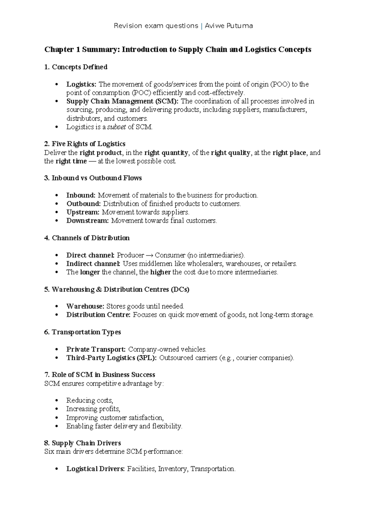 Logistics Exam Revision Questions (BLG): Key Concepts & Strategies ...