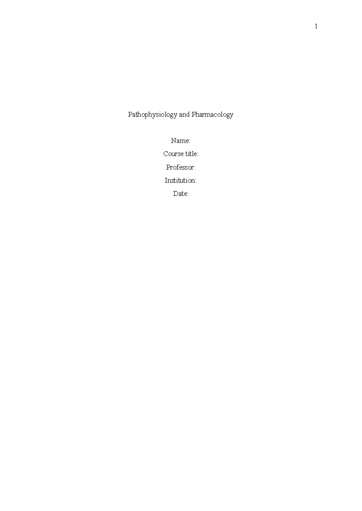 Pathophysiology - Class materials - Pathophysiology and Pharmacology ...