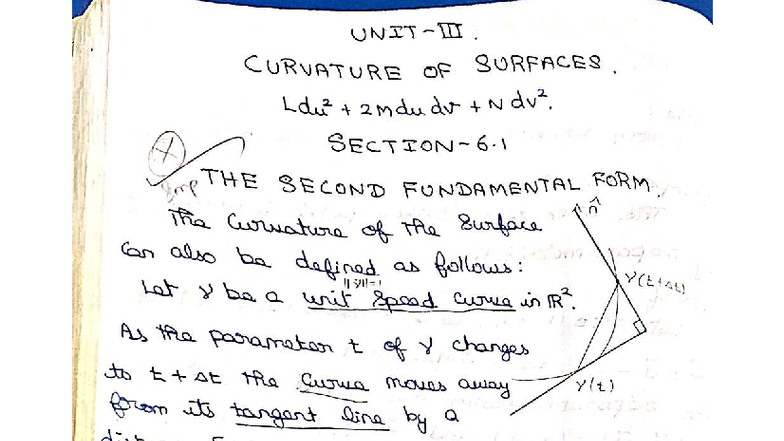 Unit 3 DG - The Second Fundamental Form and Curvature of Surfaces - Studocu