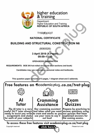 Building and Structural Construction N (8060004) - Exam Past Papers ...