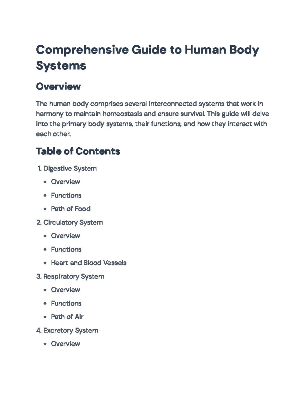 Comprehensive Guide to Human Body Systems - Comprehensive Guide to ...