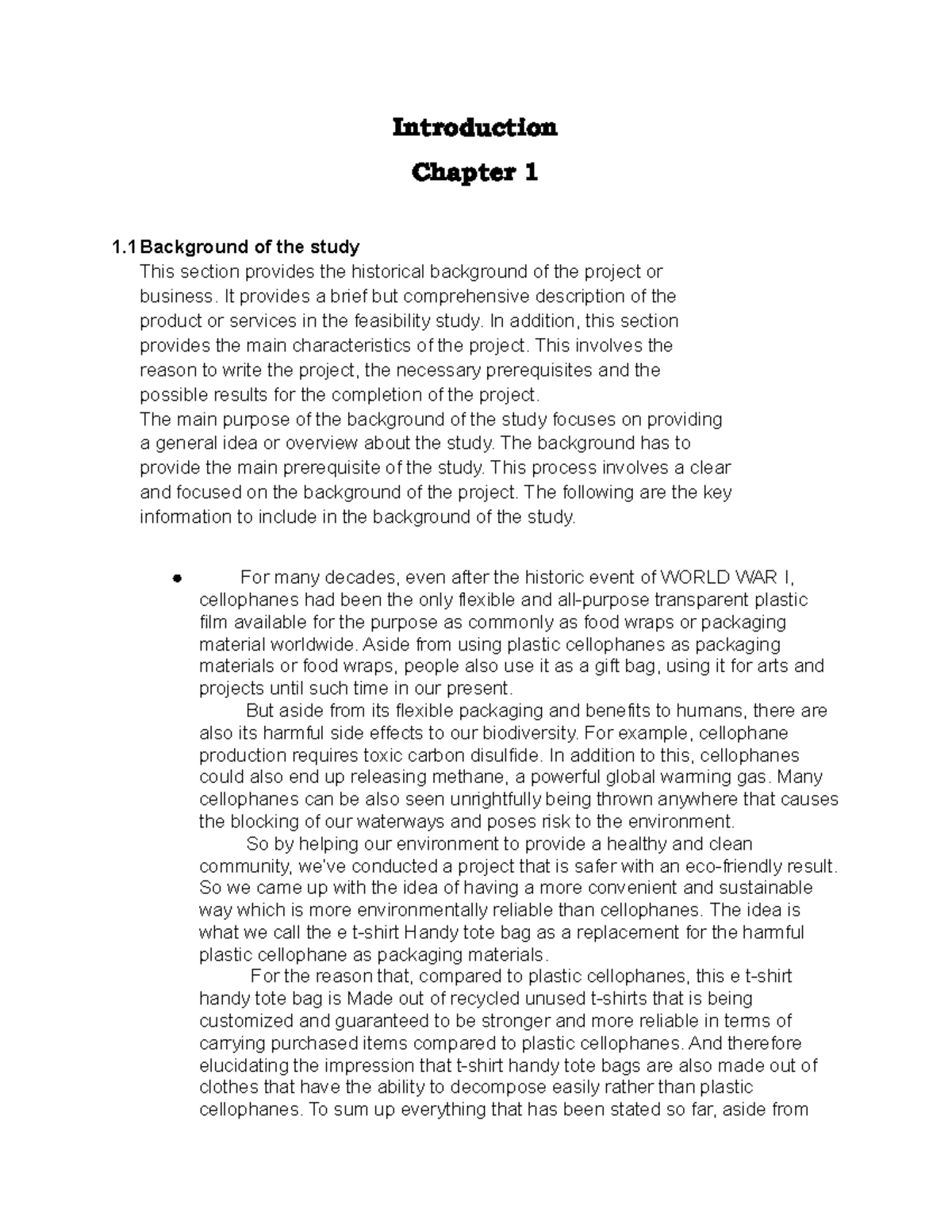 Feasibility Study Introduction - Chapter 1 Overview and Analysis - Studocu
