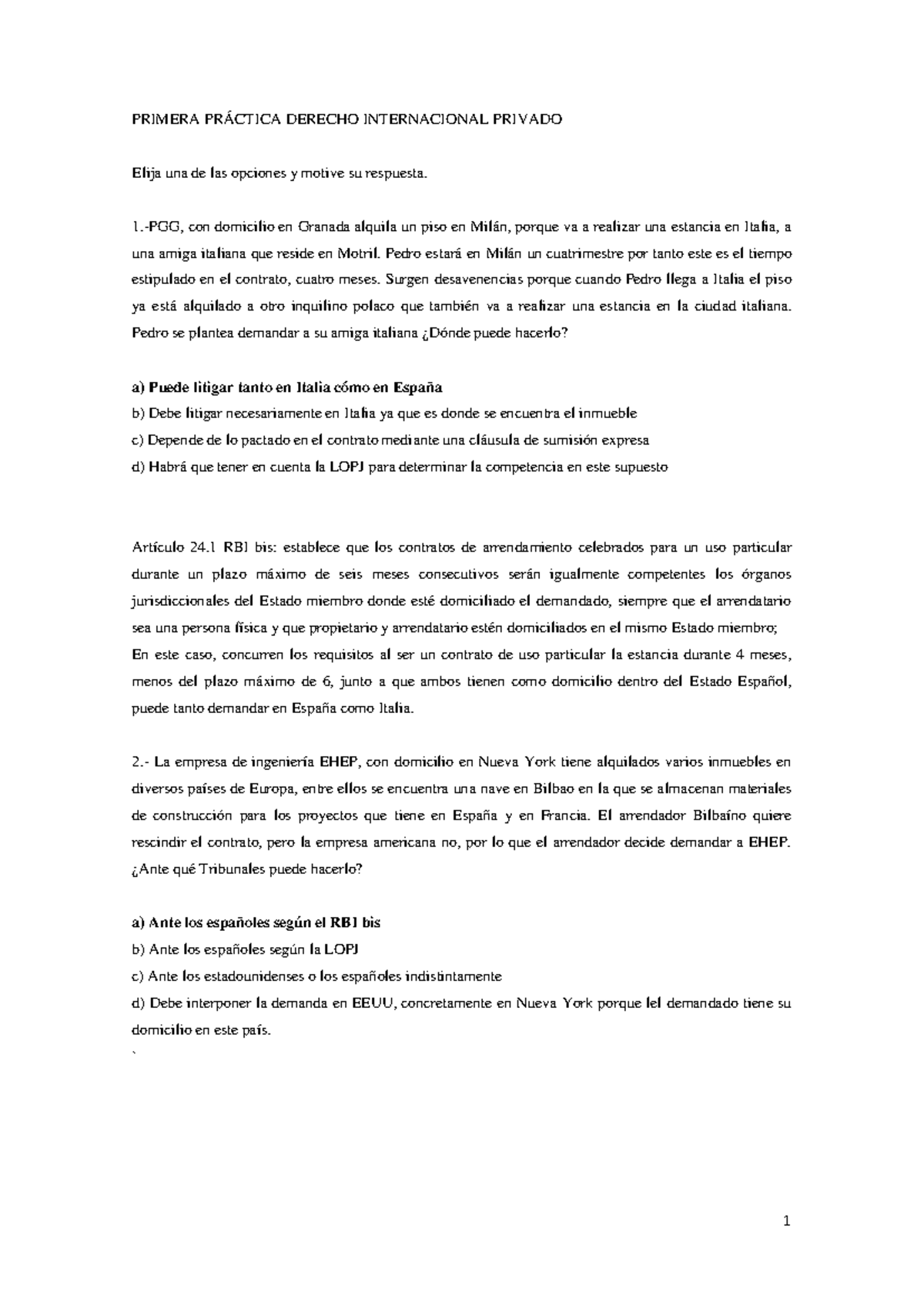 Primera Práctica Repaso DIPR: Análisis de Competencia Judicial - Studocu