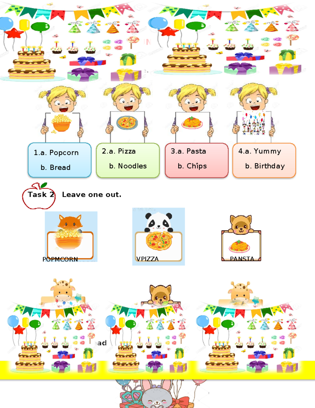 UNIT 1 - Unit 1 - UNIT 1: AT MY BIRTHDAY PARTY Task 1 Look read and ...