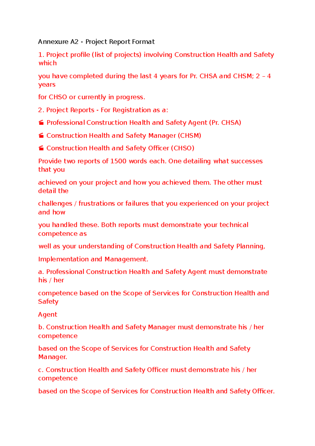 Project Report - Construction Health and Safety Framework for Pr. CHSA ...
