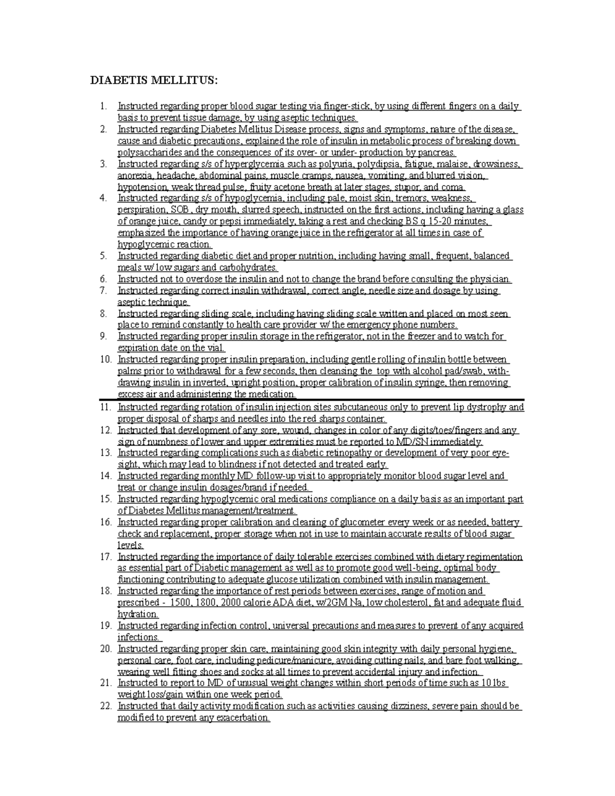 Diabetes Mellitus Education: Comprehensive Nurse Instructions - Studocu