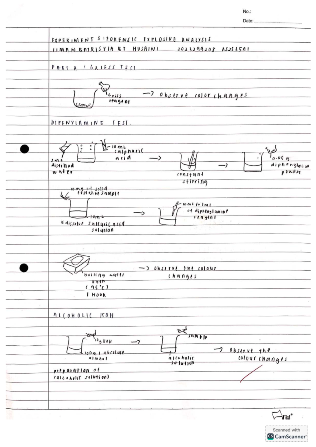 Forensic Explosive Analysis Experiment AS2535A1: Jotter Notes - Studocu