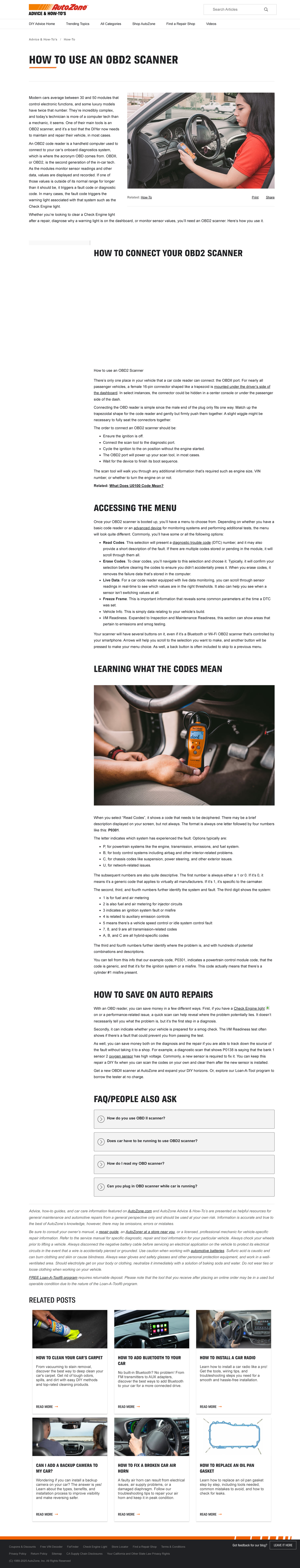 How to Use an OBD2 Scanner: Step-by-Step Guide from AutoZone - Studocu