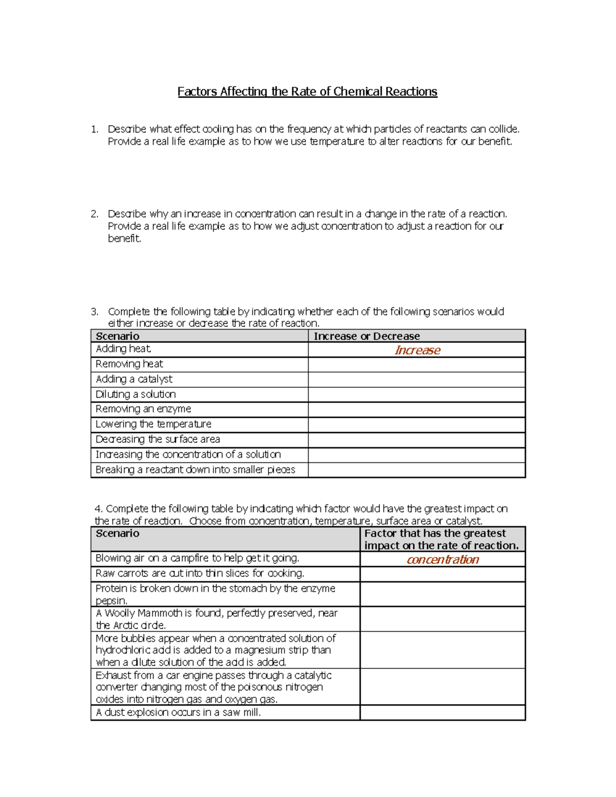 2.7.1 Factors Affecting Reaction Rate: Virtual Lab Worksheet - Studocu