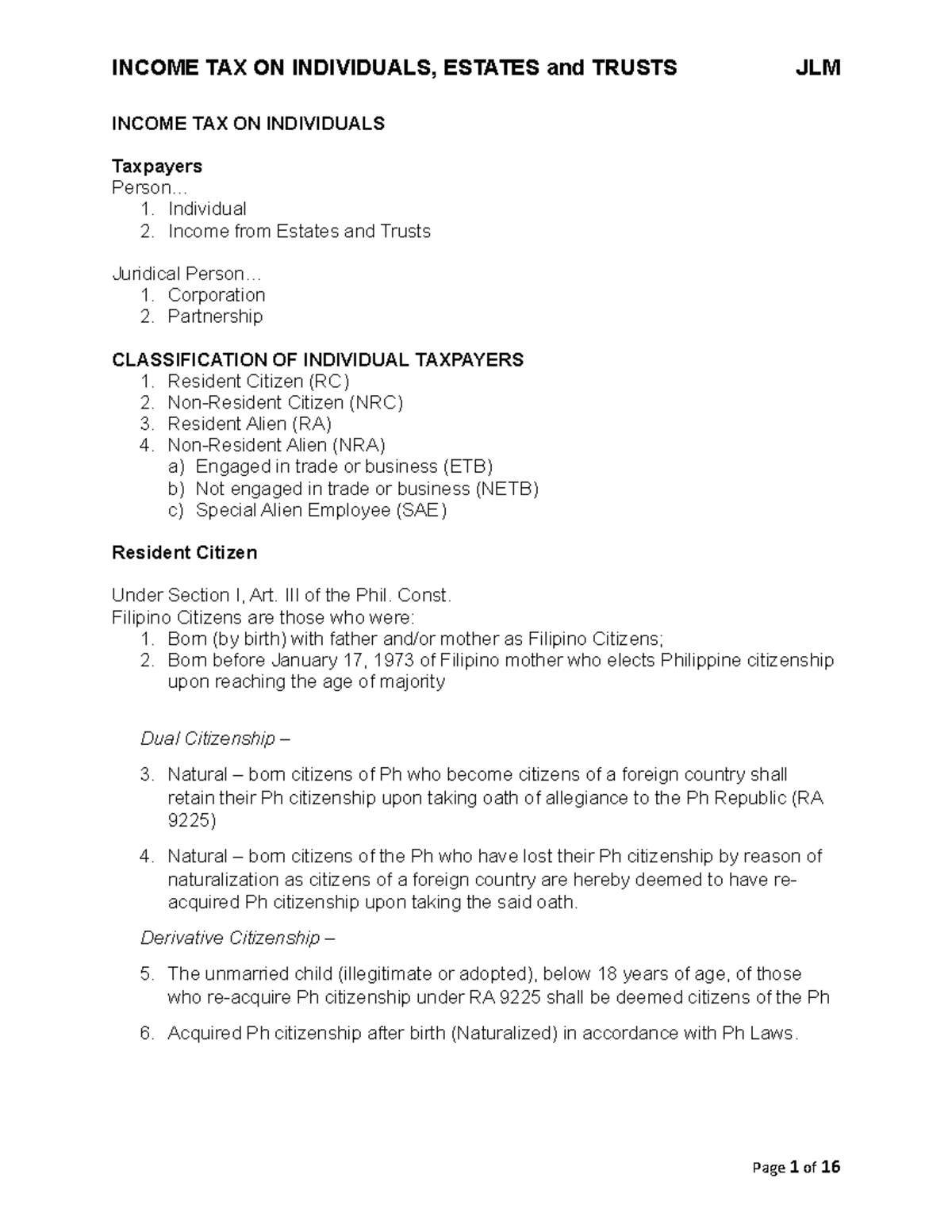 2. Income Tax for Individuals: Taxpayer Types & Withholding Tax ...