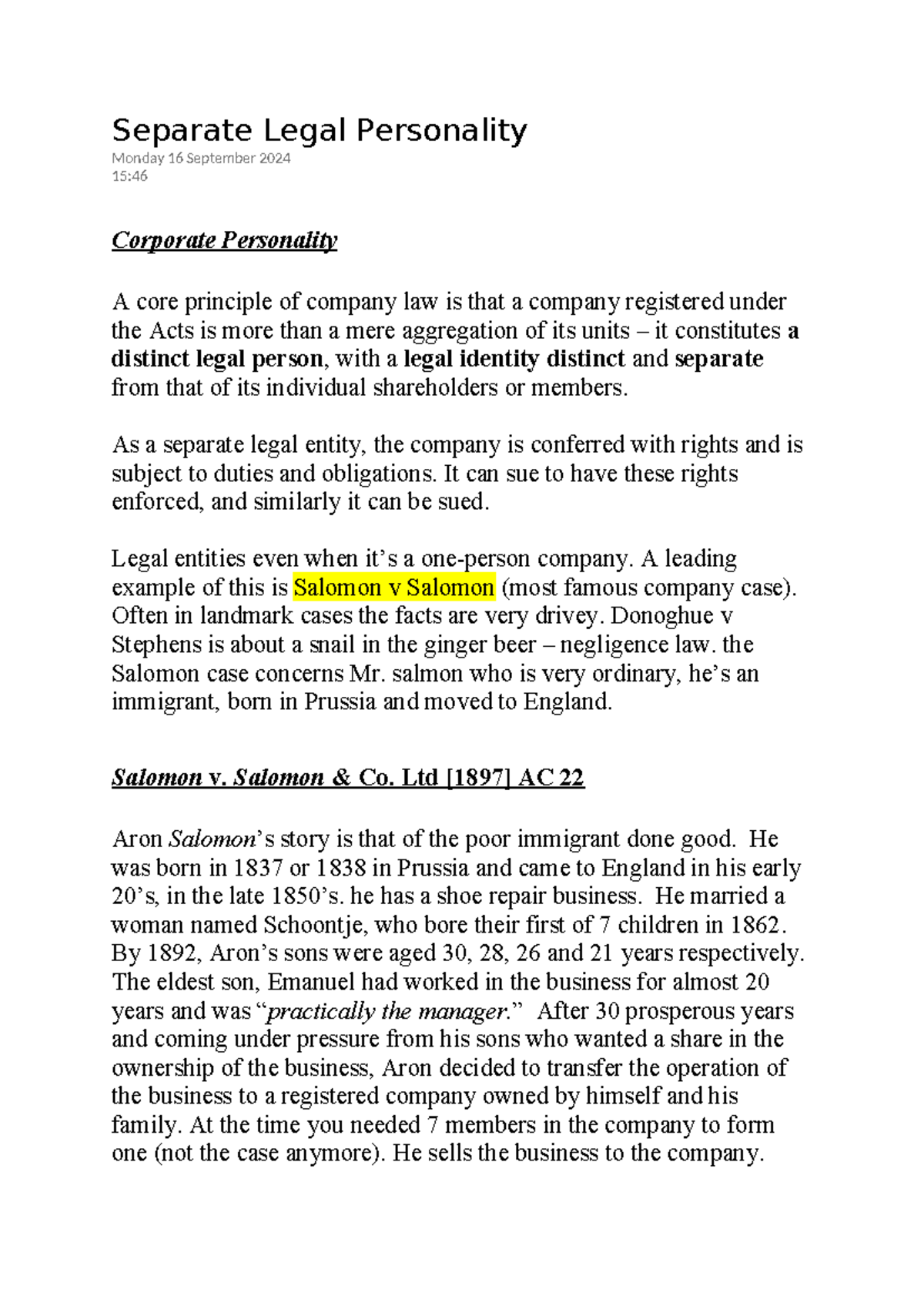 Corporate Personality: Understanding Separate Legal Entity Principles ...
