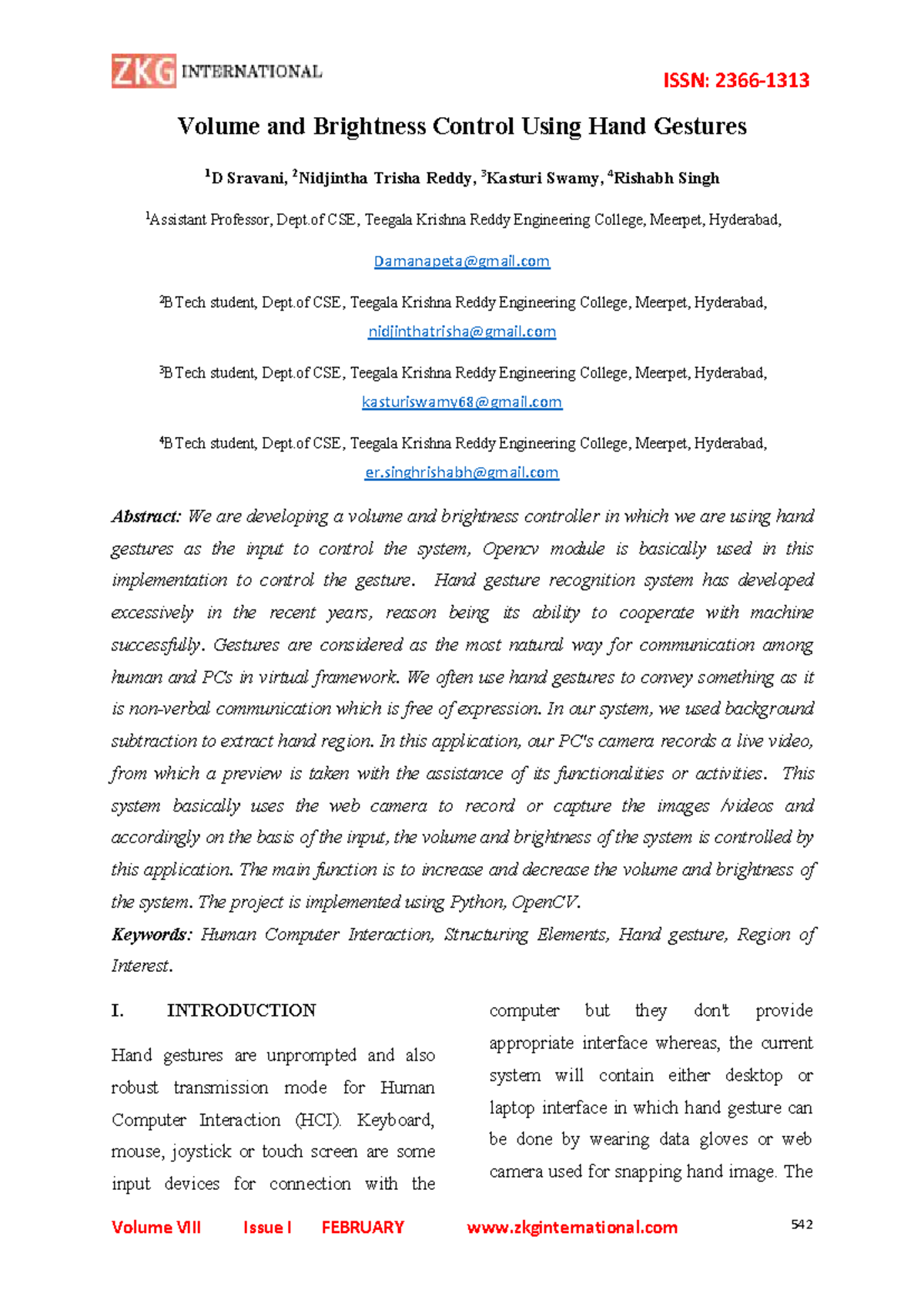 Volume & Brightness Control via Hand Gestures: A Python Opencv Approach - Studocu