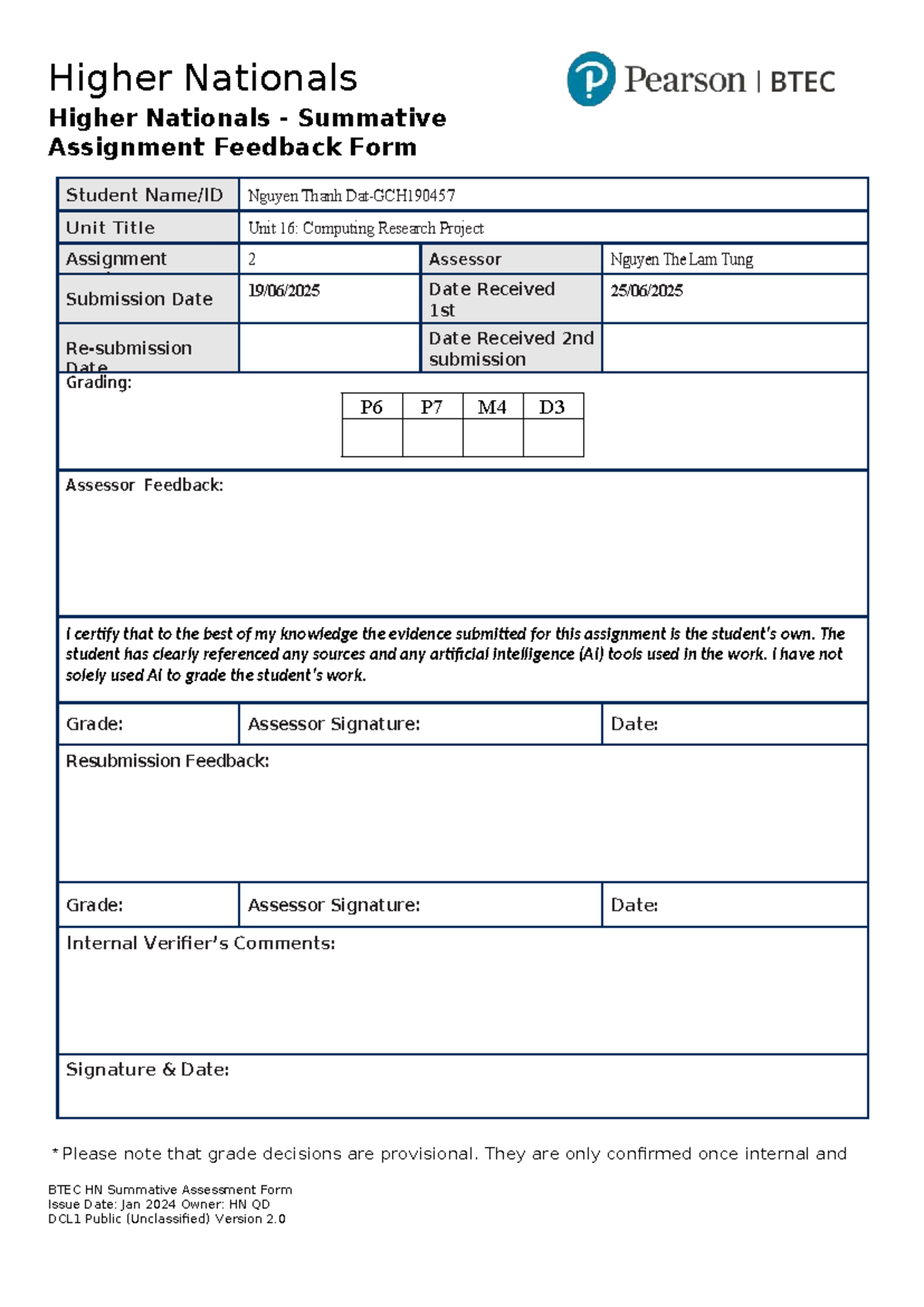 BTEC HN Unit 20: Advanced Programming Summative Feedback Report - Studocu