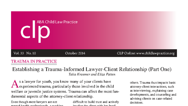 CLP 09 2 Trauma Series: Building Relationships with Traumatized Youth ...