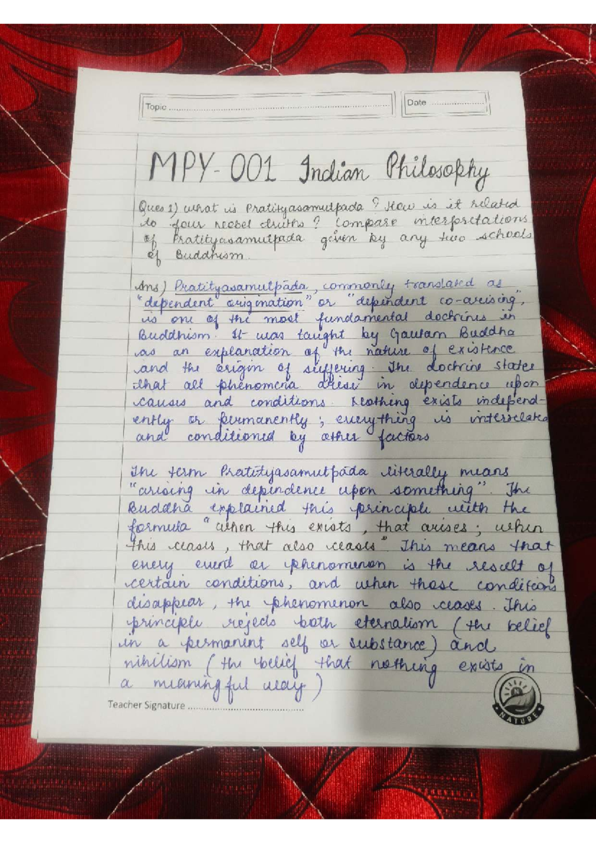 Indian Philosophy - Important Notes for Exam Preparation - Studocu