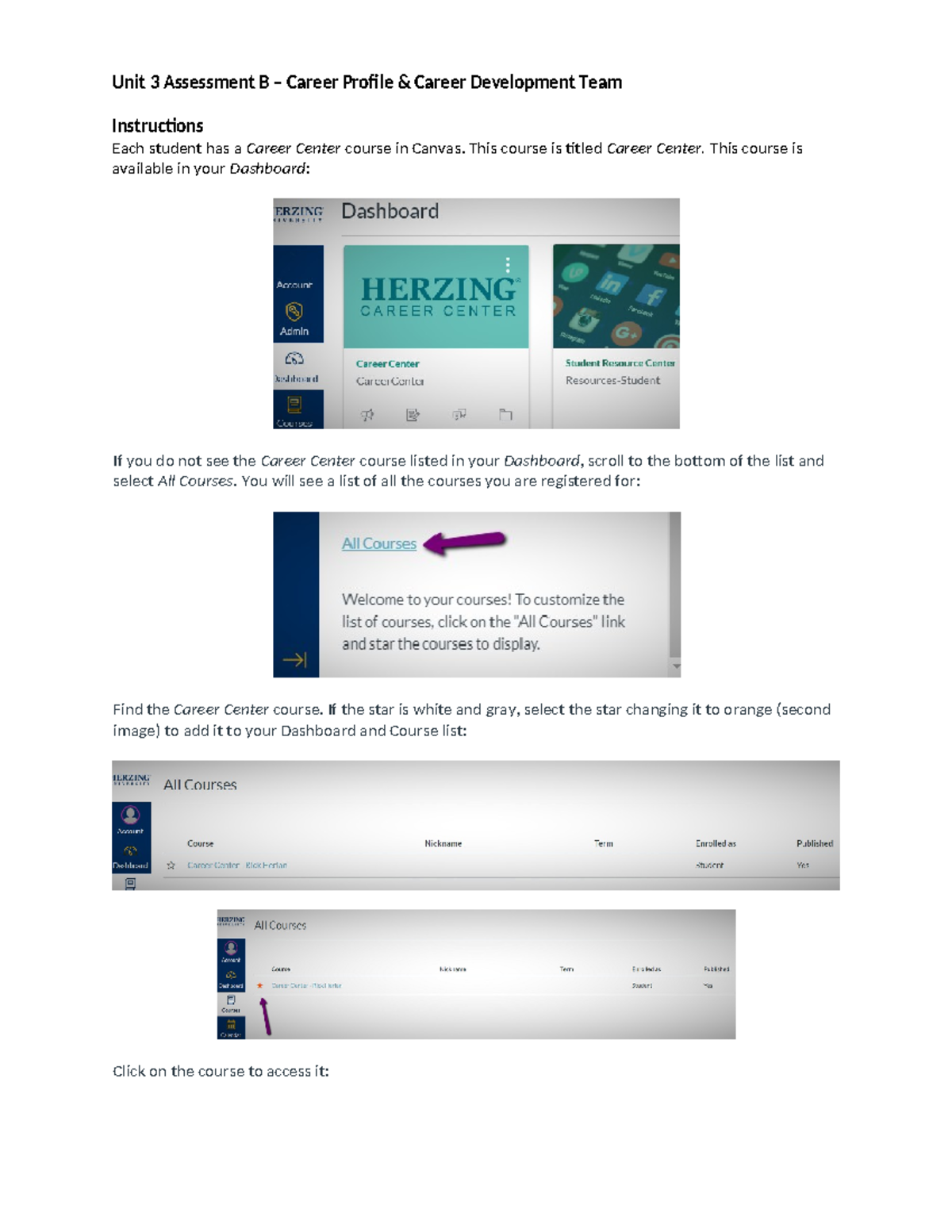 Unit 3B: Career Profile Instructions - Career Development Team - Studocu
