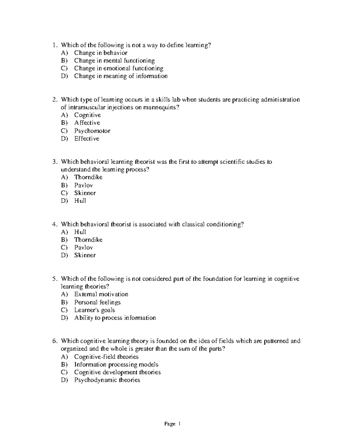 Chapter 16 - Learning Theories Overview & Key Questions - Studocu