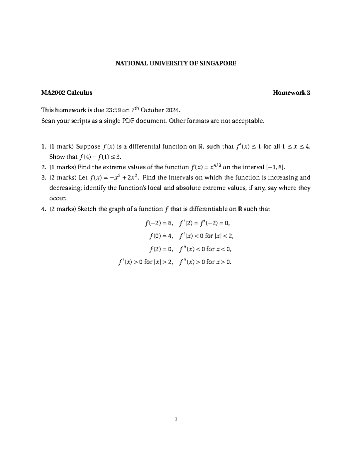 MA2002 Calculus HW3 - Problem Set and Instructions - Studocu