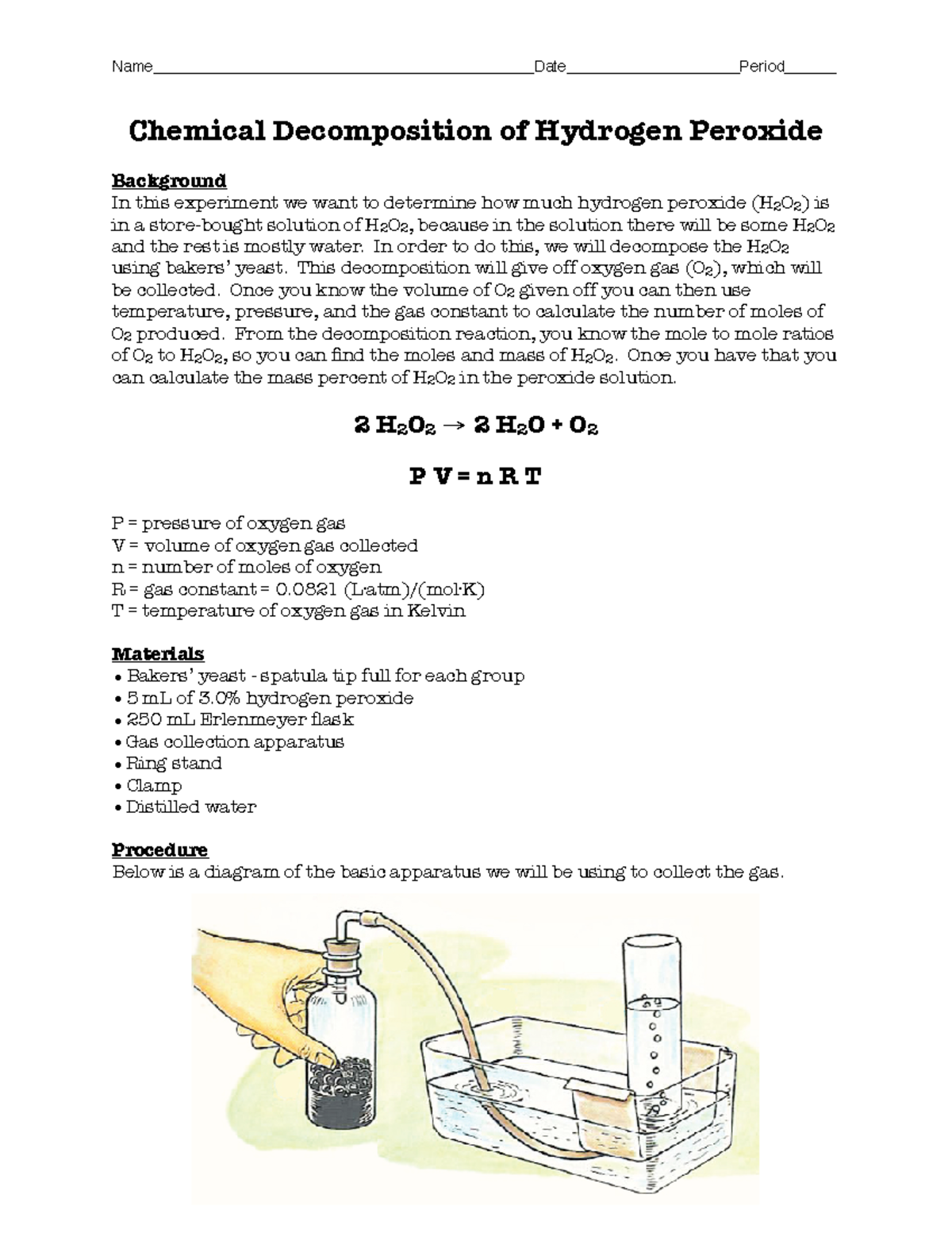 Chemical Decomposition of H2O2 - Lab Study Guide - Studocu