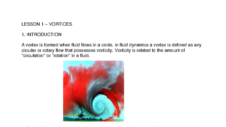 Chapter 6 - Vortices: Simplified Lecture Notes on Fluid Dynamics - Studocu