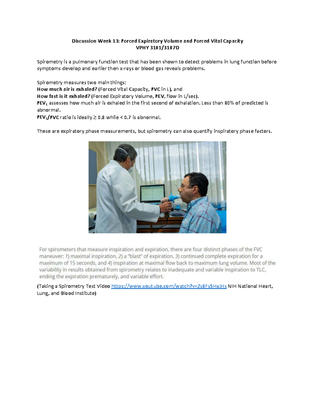 VPHY Week 13: Spirometry & Lung Function Analysis Worksheet - Studocu