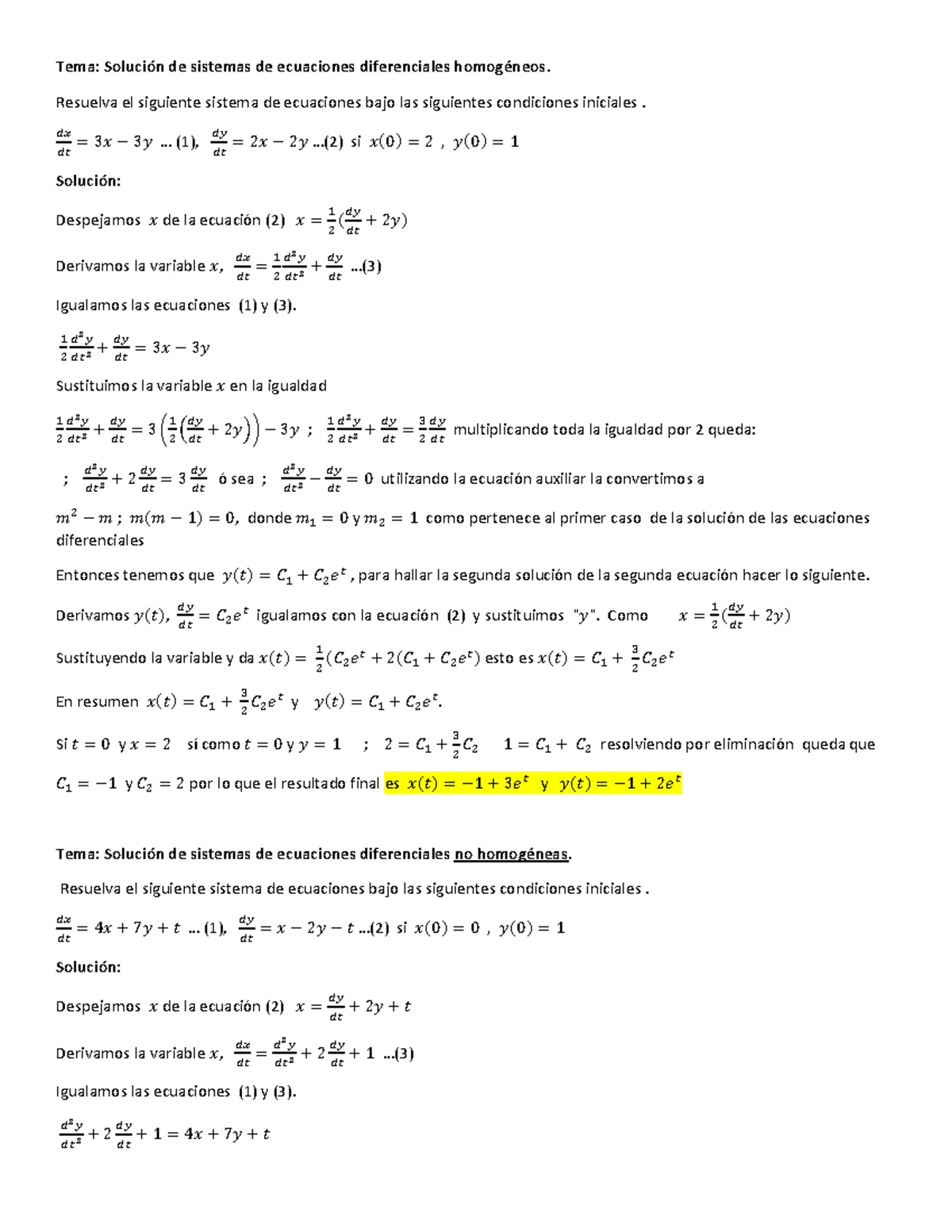 Tema5 - Ejercicios - Tema 5 Ecuaciones diferenciales ordinarias de ...