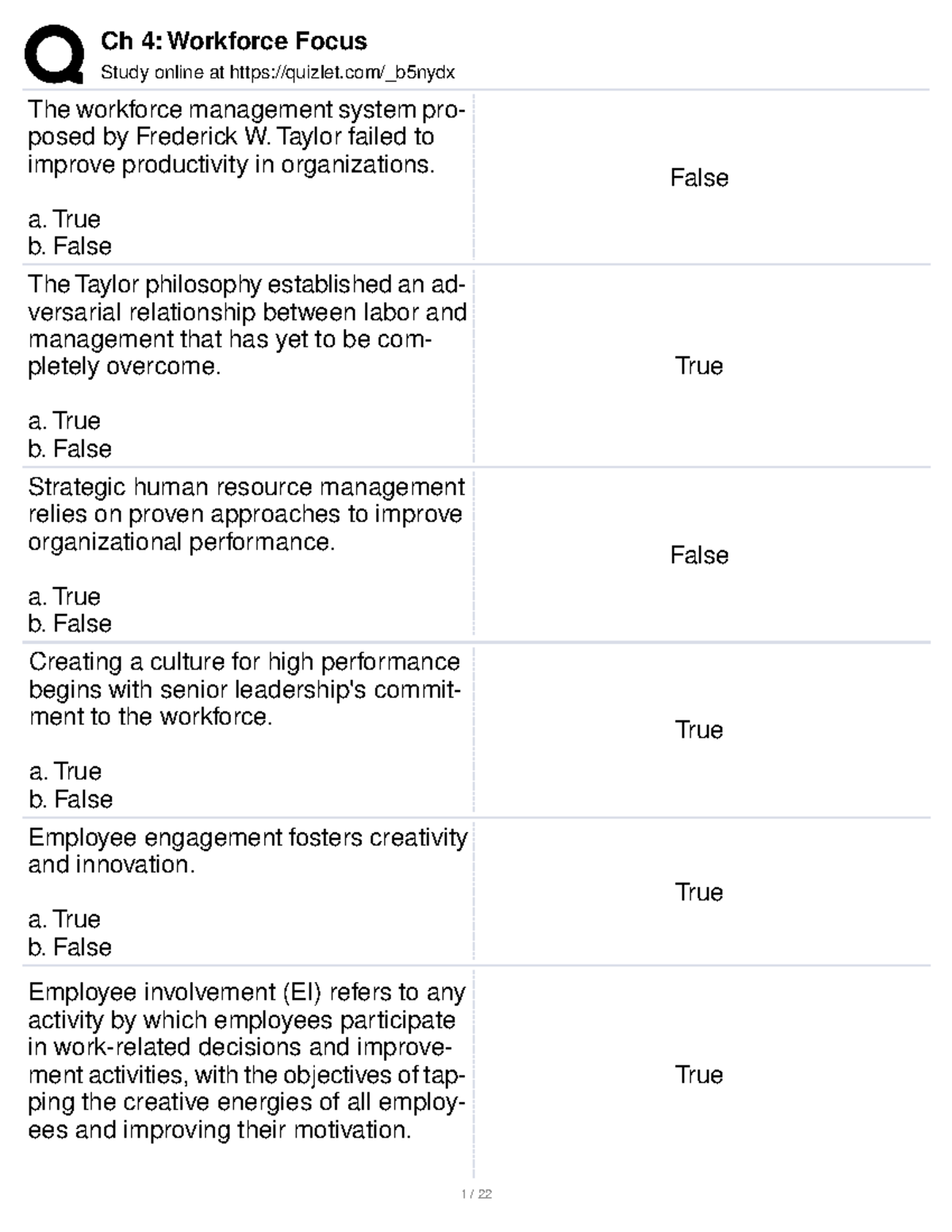 Chap 4: Workforce Focus - Management and Engagement Insights - Studocu
