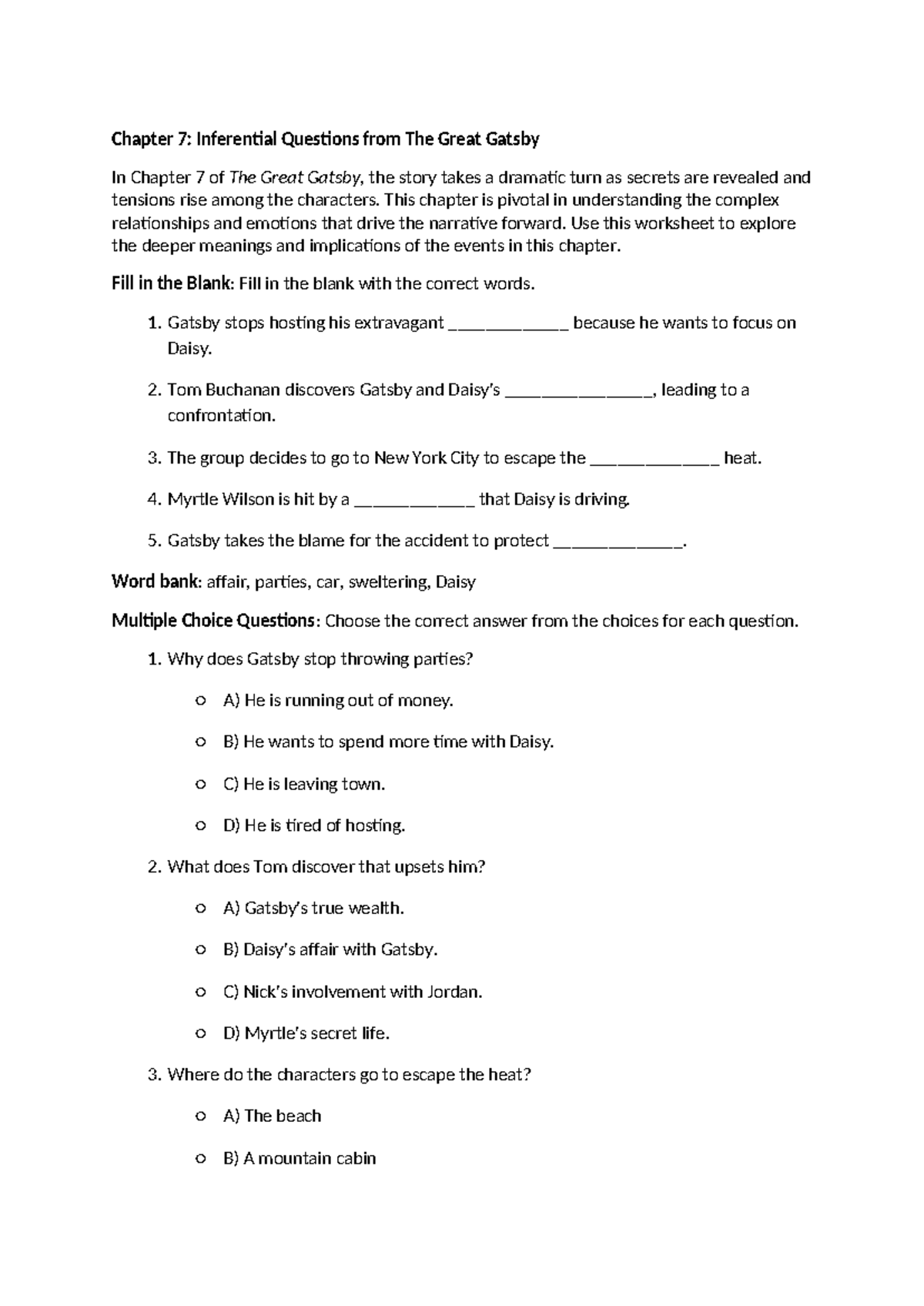 Sahejpreet Singh - ch 7 great gatsby inferential question - Chapter 7 ...