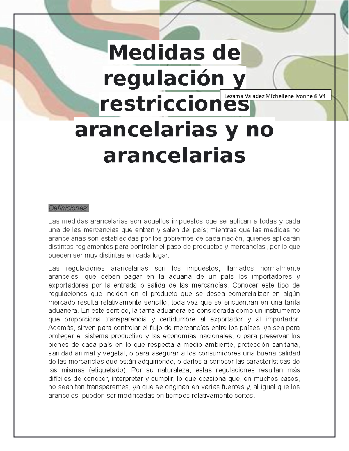 Medidas de Regulacion y Restricciones Arancelarias y No Arancelarias ...