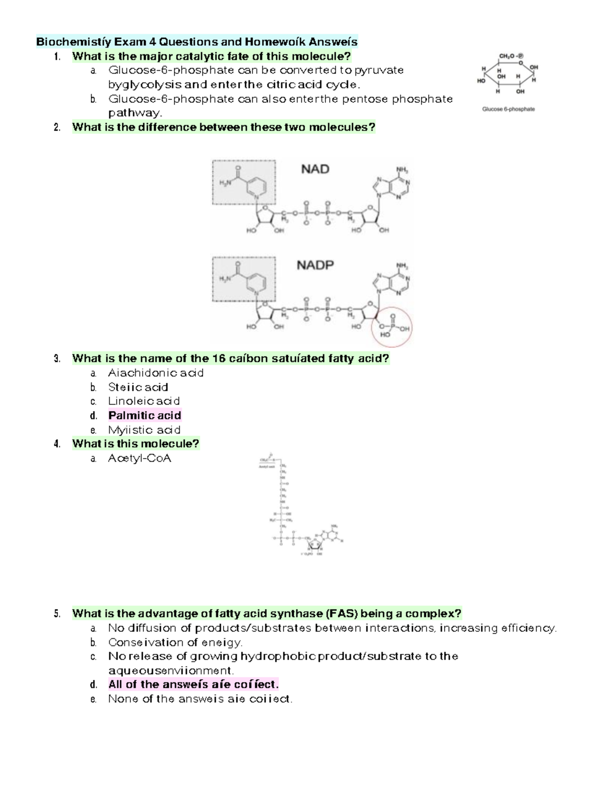 BIOC 201: Biochemistry Exam 4 Q&As and Homework Solutions - Studocu