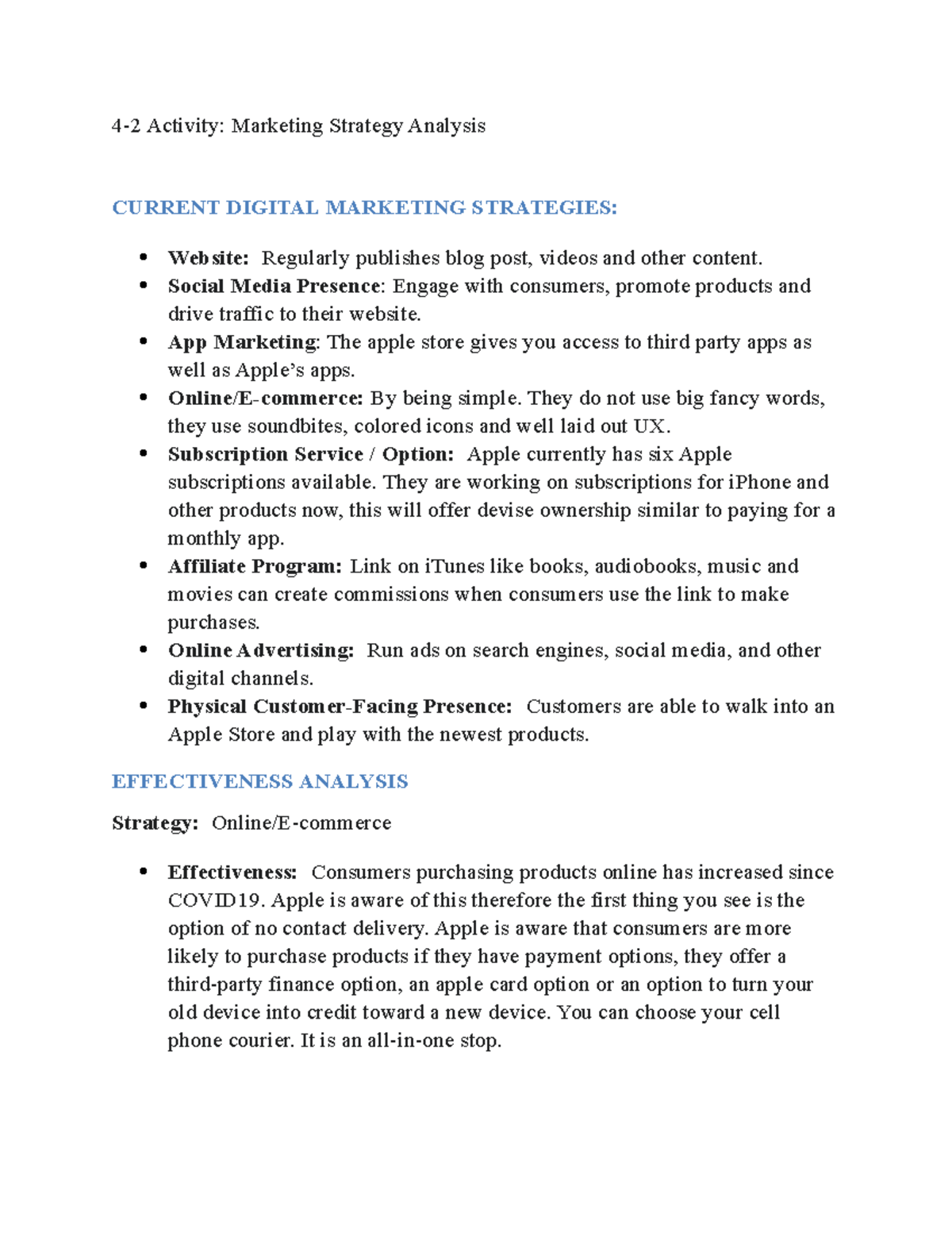MKT 225 4-2 Activity: Analysis of Current Marketing Strategies - Studocu