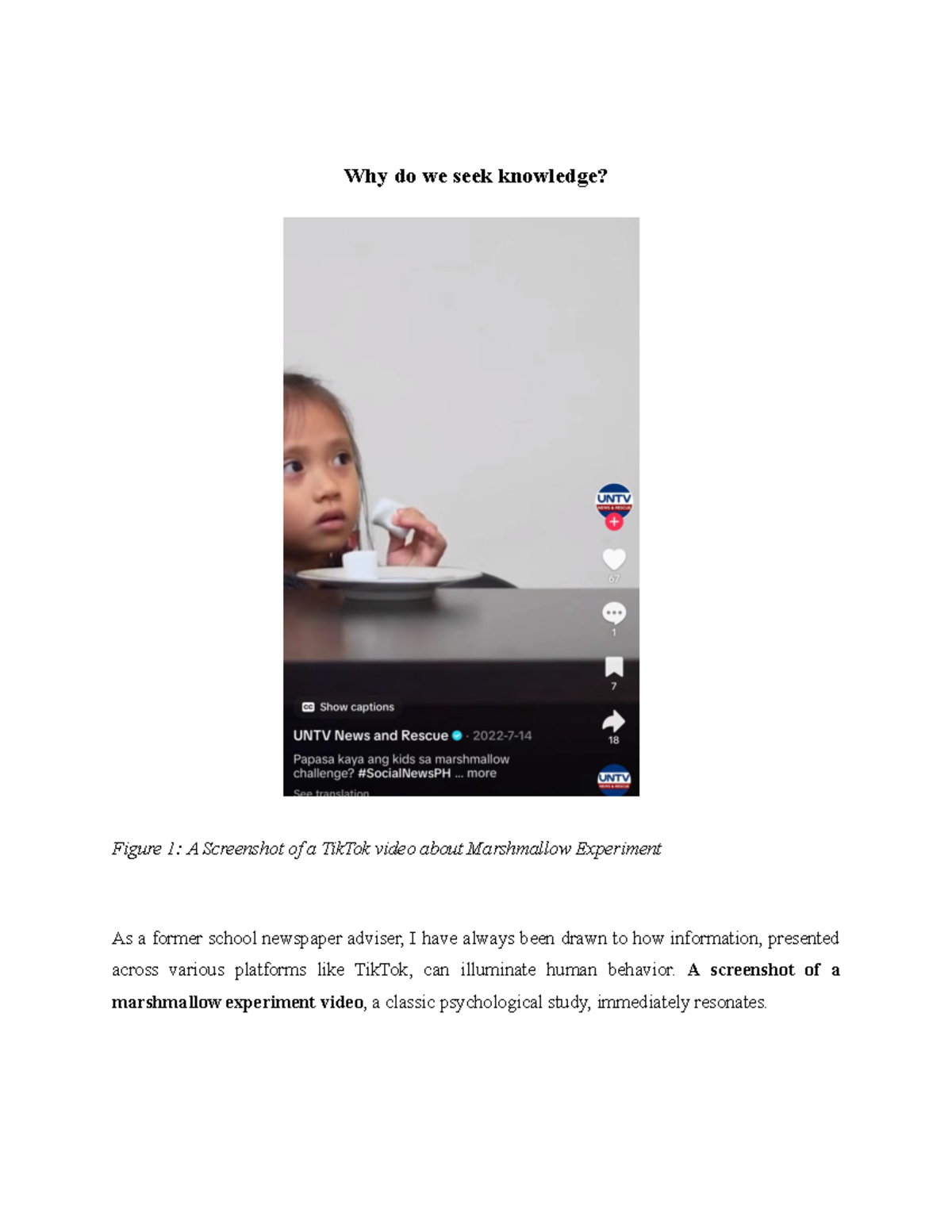 Why do we seek knowledge - Why do we seek knowledge? Figure 1: A ...