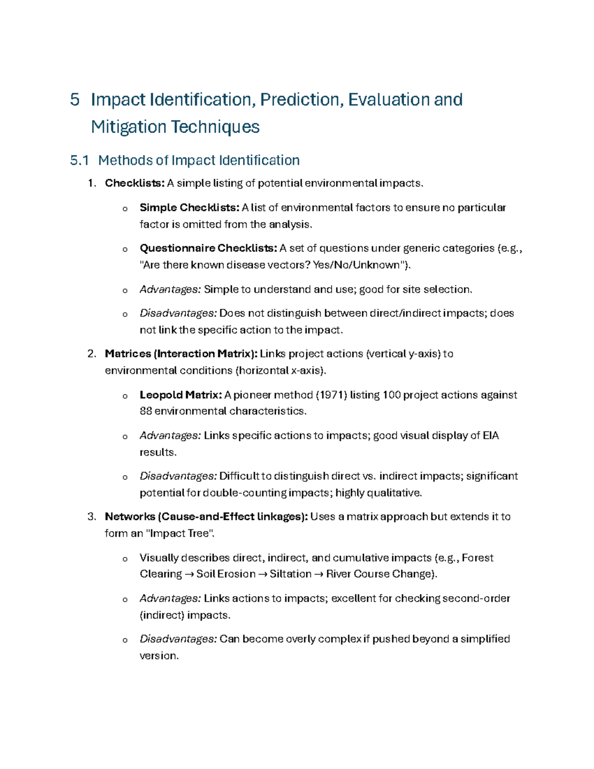 EIA Lecture 5: Impact Identification, Prediction & Mitigation ...
