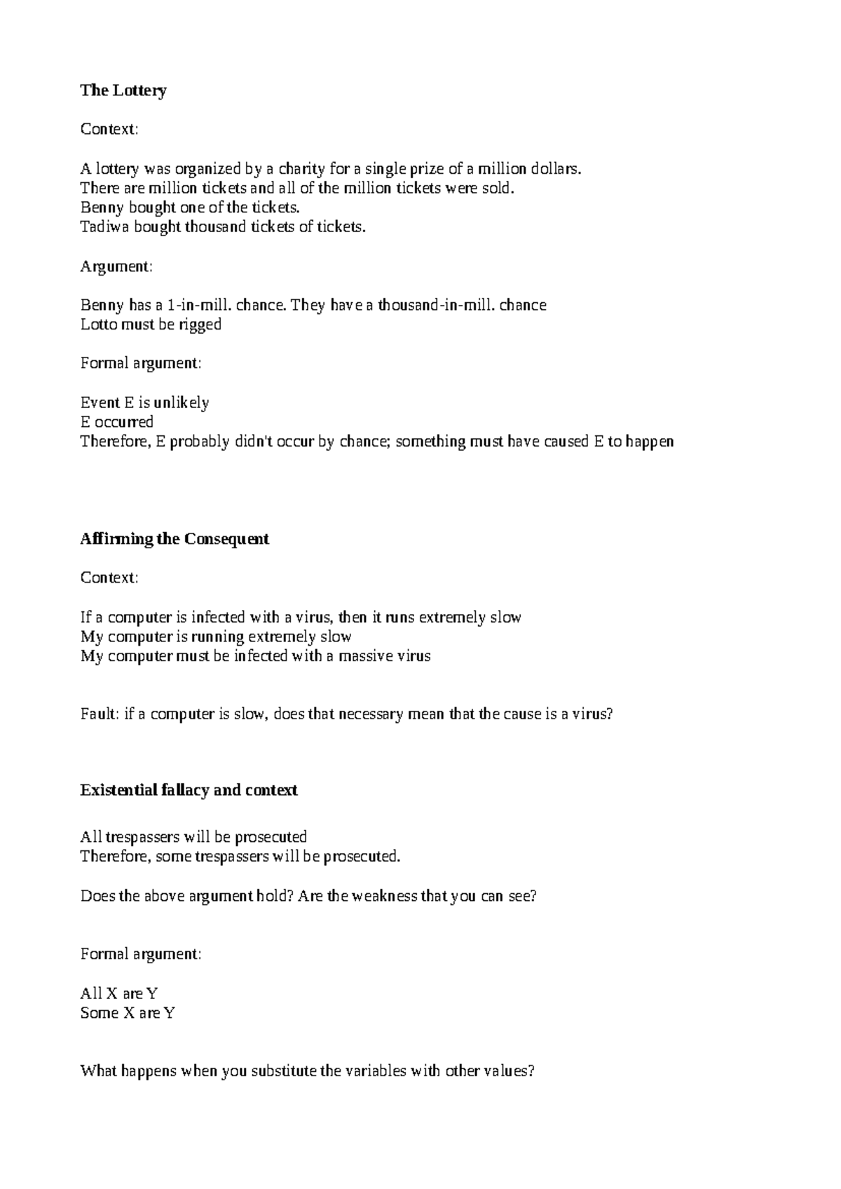 Fallacy Examples: Analyzing Arguments and Contexts - Studocu