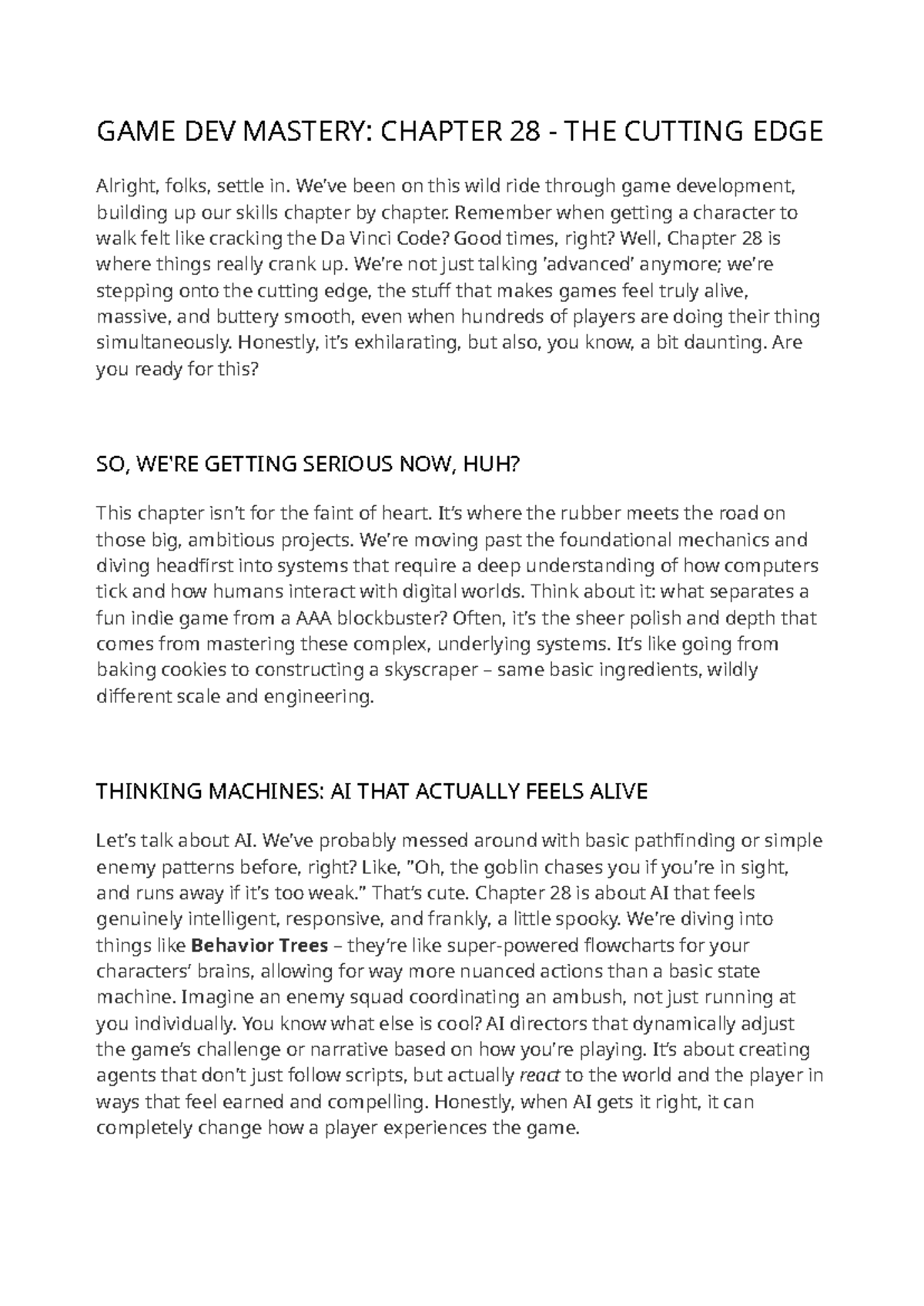 GAME DEV MASTERY: CHAPTER 28 - THE CUTTING EDGE TECHNIQUES - Studocu