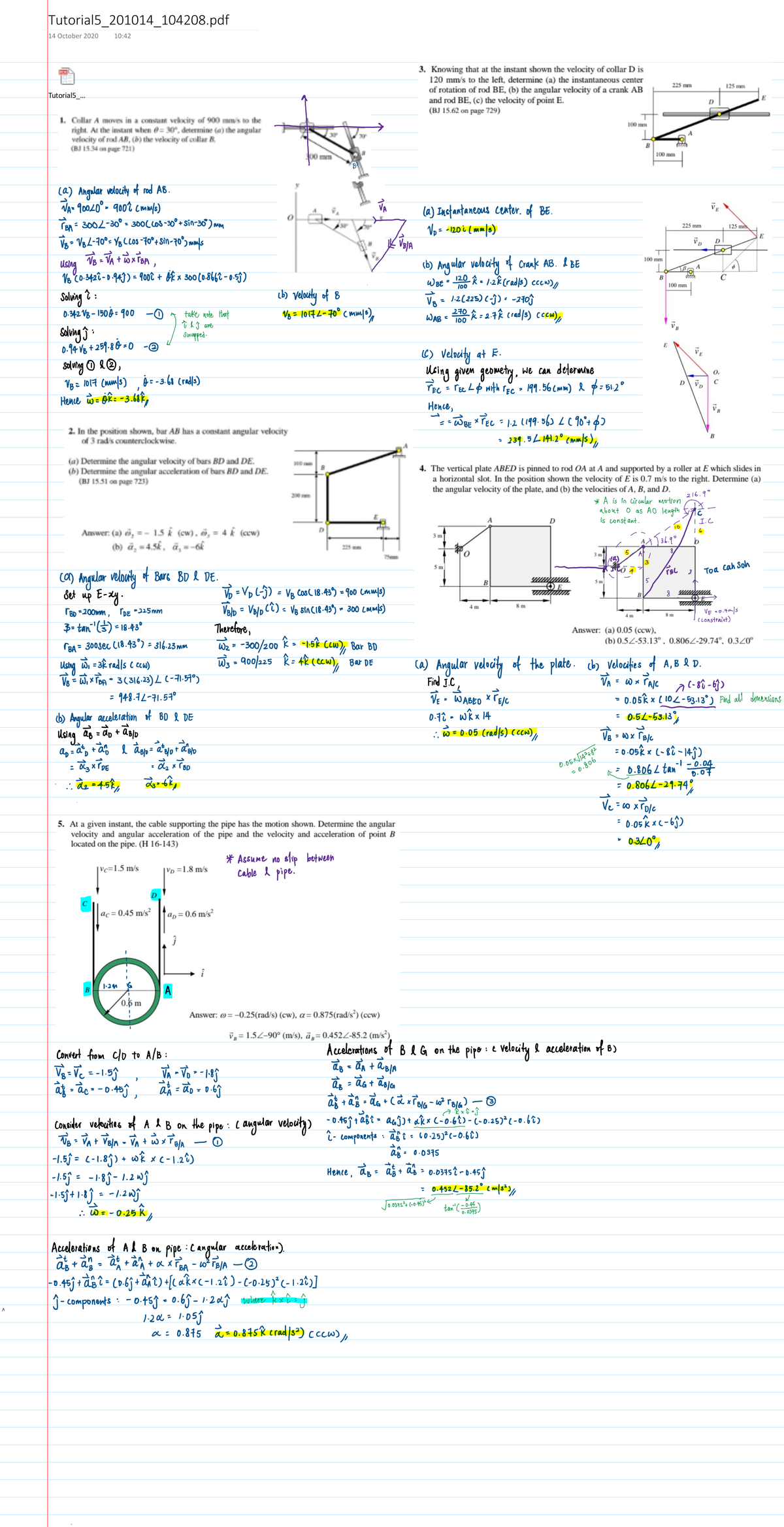 Dynamics Lecture Notes (Cheat Sheet) 1-10 Summary - Studocu
